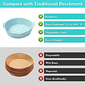 BDYKJYM 4Pcs Air Fryer Silicone Liners,Reusable Air Fryer Silicone Basket,Replacement Of Flammable Parchment Paper, Heat Resistant Easy Cleaning Air Fryers Oven Accessories(Top 7.9in, Bottom 6.9in)