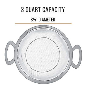 U.S. Kitchen Supply 3 Quart Stainless Steel Mesh Net Strainer Basket with a Wide Rim, Resting Feet and Handles - Colander to Strain, Rinse, Fry, Steam or Cook Vegetables & Pasta