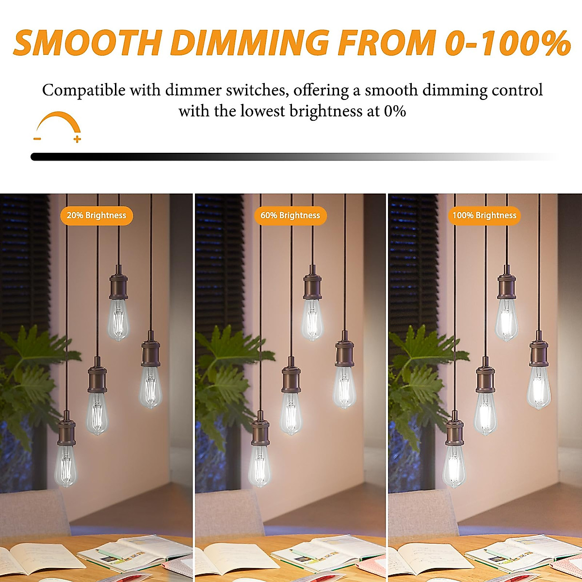 Vintage LED Edison Light Bulbs Dimmable 6W, Equivalent 60W Incandescent, ST58 Antique LED Bulb Daylight White 5000K, LED Filament Bulb E26 Base, CRI 90+, 800lm High Brightness, Clear Glass, Pack of 6