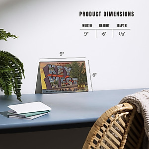 Lantern Press 6x9 Inch Wood Sign, Ready to Hang Wall Decor, Key West, Florida, Large Letter Scenes