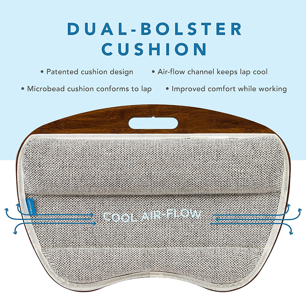 LAPGEAR Extra Large Bamboo Lap Desk - Chestnut - Fits up to 17.3 Inch Laptops - Style No. 91692