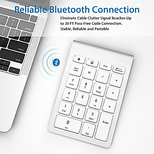Foloda Bluetooth Wireless Number Pads: 22 Keys Wireless Financial Accounting Numeric Keypad, External 10 Key Numpad Numbers Keyboard for Laptop Computer Surface Pro Notebook Desktop (NO Receiver)