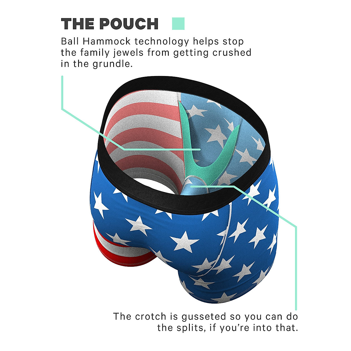 Shinesty Hammock Support Mens Underwear with Pouch | Mens Large Boxer Briefs Flyless | US Large American Eagle