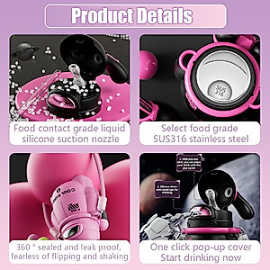 Huisvroe Space Moon Rabbit Stainless Steel Cup Trendy Large Capacity for Kids Ideal for School and Travel Great Gift Option Extraordinary insulation Keeps drinks hot or cold all day(White)