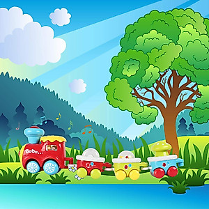 BAOLI Electric Train Toy,Railway Toy with Light & Music,Battery Operated Locomotive Train for 1 2 3 Year Old Kids Baby Toddler Boy Gifts,Early Educational Vehicle Toy