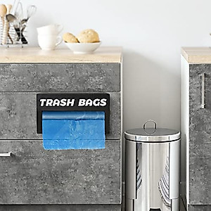 Trash Bag Dispenser Wall Mounted, Wooden Trash Bag Holder, Garbage Bag Dispenser Roll Holder Farmhouse Plastic Bag Roll Holder, Kitchen Trash Can Liner Organizer for Kitchen, Pantry