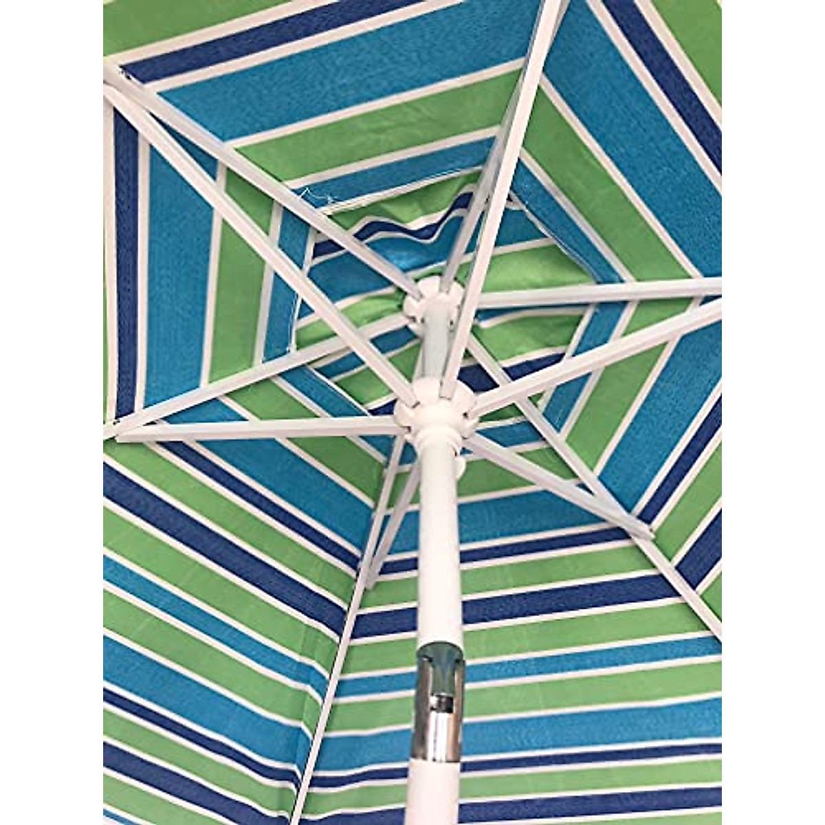 Sunspecs 6.5 feet Outdoor Patio Beach Garden Umbrella with Fat Pole Tilt Matching Carry Bag (GreenBlue stripes)