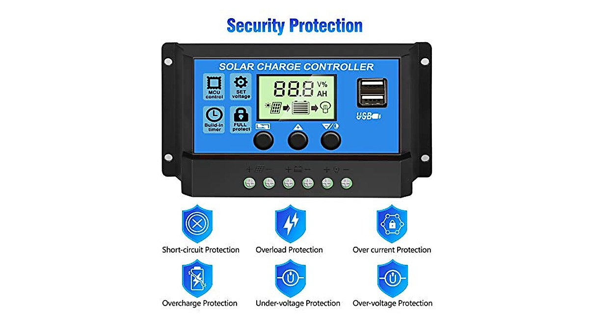 30A Solar Charge Controller - Dual USB & LCD Display