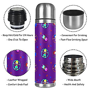 Stainless Steel Leather Vacuum Insulated Mug Game Thermos Water Bottle for Hot and Cold Drinks Kids Adults 16 Oz
