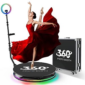 Peepoleck 360 Photo Booth Machine 80cm with Flight Case, 360 Degree Rotating Camera Booth, Logo Customization, 3 People Stand on Remote Control Automatic Spin for Parties 31.5''