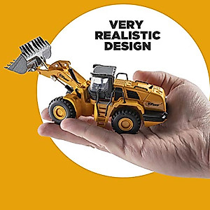 Top Race 3-Piece Construction Toys - Metal Construction Set Includes Loader, Excavator, and Dump Truck Toy - 1:60 Scale Realistic Construction Truck Toys Ideal Birthday for Kids