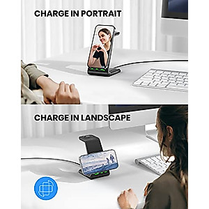 Wireless Charging Stand, GEEKERA 3 in 1 Wireless Charger Dock Station for iPhone 14 Pro Max/14 Pro/14 Plus/13/12/11/X/8 Series, Apple Watch Ultra/SE/8/7/6/5/4/3/2, AirPods Pro/3, Samsung Qi Phones