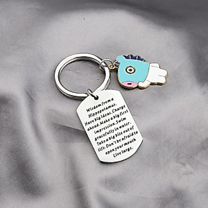 WSNANG Hippo Theme Gift Wisdom From A Hippopotamus Keychain Hippo Lover Gift Hippo Jewelry Gift (Wisdom Hippo KC)