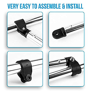 SereneLife Waterproof Boat Bimini Top Cover-61-66'W 3 Bow Bimini Top Canvas Sun Shade Boat Canopy-1' Double Wall Aluminum Frame Tube,2 Straps 2 Rear Support Poles,Storage Boot-SLBT3BK661(Black)