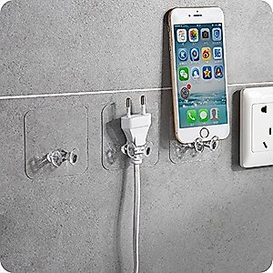 Power Plug Socket Holder Plug Hook Towel Keys Coat Razor Robe Holder Hook Wall Storage Hook Wall Adhesive Stick Hanger Bathroom Kitchen Waterproof Oilproof Home Office 2Pcs
