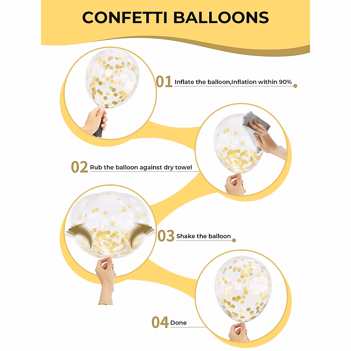 Adeyoo Metallic Gold Party Balloons,60pcs Gold Confetti Balloons Set,12 Inch Natural Latex Balloons Sparkle Balloons Metallic Balloons with Ribbon for Birthday Graduation Anniversary Party Decorations