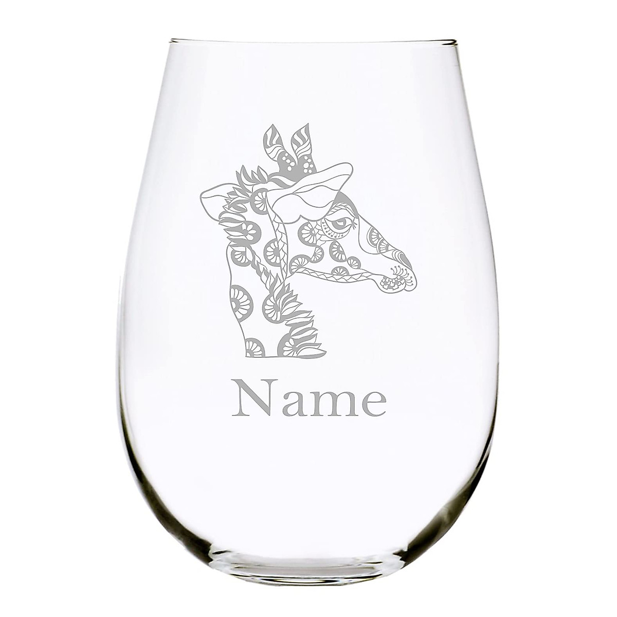 Giraffe with name Stemless wine glass, 17 oz.