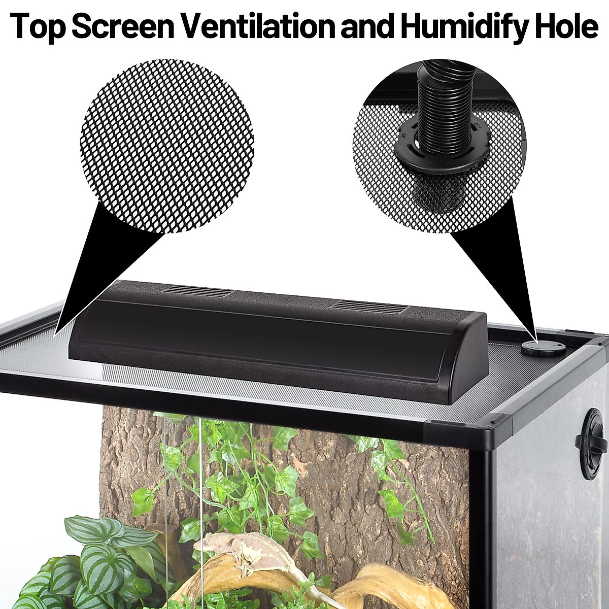 CAVACHEW 34 Gallon Reptile Tank, Glass Terrarium 24" x 18" x 18", Sliding Door, Top Ventilation, Cable Pass, Humidify Hole, Cage Habitat for Bearded Dragon, Lizard, Snake, Gecko