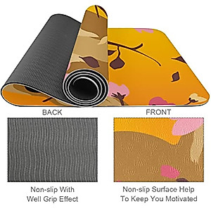 Yoga Mat, Yoga Mats for Home Workout, Workout Mat, Exercise Mats, Pilates Mat, Dog and Flower Floral Colorful