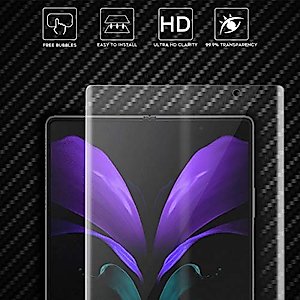 (2 Sets 4 Packs) Orzero Compatible for Samsung Galaxy Z Fold 2 5G (Not for Z Fold 3), 2 Pack Soft TPU Front Screen Protector and 2 Pack Inside Screen Protector (Not Glass), High Definition Bubble-Free (Lifetime Replacement)