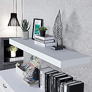 WELLAND 12" Deep White Floating Shelves, Floating Shelf Wall Shelf Display Floating Shelf, 47.24" L x 11.81" D x 2" T, Deeper Than Others, White