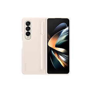 SAMSUNG Galaxy Z Fold4 Standing Cover with S Pen and S Pen Holder, Protective Phone Case with Kickstand for Hands Free Viewing, US Version, Sand
