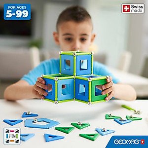 Geomag Classic Panels 114-pc Magnetic Construction Set for Kids Ages 5 and Up | Swiss-Made STEM Educational Toy Made from 100% Recycled Plastic | Screen-Free Activity