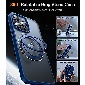 TORRAS 360° Rotatable Ring for iPhone 14 Pro Max Phone Case [Compatible with Magsafe] with Stand, Magnetic Ring Holder Military Grade Shockproof Translucent Back Slim UPRO Ostand Pro, Blue