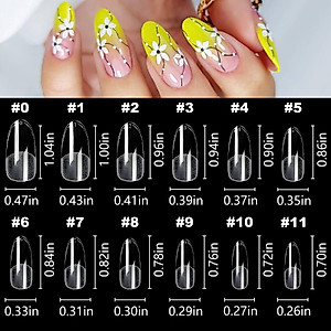 LoveOurHome 600pc Gel Nail Tips Clear Oval Almond Fake Nails Full Cover Artificial False Fingernails for Gel Manicure Extension/Acrylic Nail Design Press on Nail Making