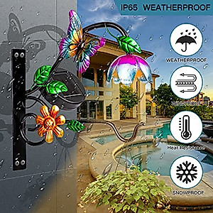waitmin Solar Outdoor Lights Garden Wall Decor Art Butterfly Plant Hanger Hook for Hanging Plant Pots,Bird Feeders,Flower Basket,Wind Chimes,Lantern - 2 Pack
