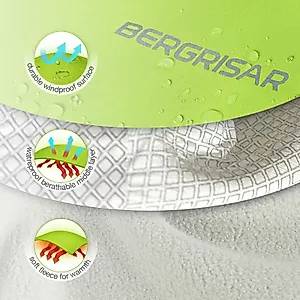 BERGRISAR Men's Cycling Jacket Winter Windbreaker Running Hiking Bike Coat Thermal Fleece Golf Softshell BG011 Green Size X-Large