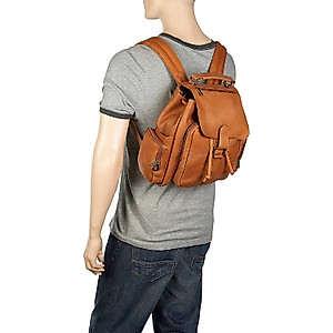 Le Donne Leather Classic Multi-Pocket Backpack – Premium Full-Grain Colombian Vaquetta Cowhide Leather Backpack,15”, Cafe