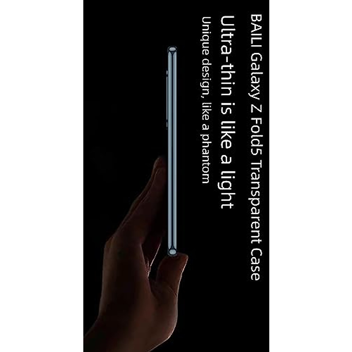 BAILI Galaxy Z Fold5 Transparent Case,HD Transparent Ultra-Slim PC Cover for Z Fold 5,Ultra-Thin as Cicada Z Fold5 Clear Mirror Shell,Military-Grade Drop Proof Case for Samsung Galaxy Z Fold5-Silver