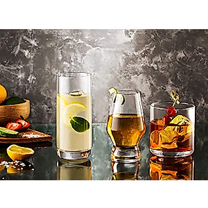 JoyJolt Faye Crystal Whiskey Glasses. Lowball Glasses Set of 6, 10oz Short Glass Tumbler - Double Old Fashioned Rocks Glass for Scotch or Bourbon Dishwasher Safe Glassware.