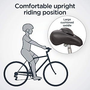 Schwinn Suburban Adult Classic Comfort Bike, Mens and Womens, 26-Inch Wheels, 7 Speed Drivetrain, 17-Inch Steel Frame, Alloy Linear Hand Brakes, Black