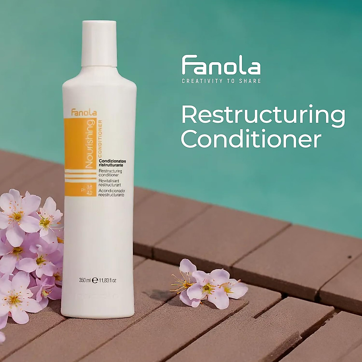 Fanola Nutri Care Restructuring Conditioner - Enriched with Argan & Linseed Oil - Deep Protein Conditioner for Dry & Damaged Hair - Repairing, Nourishing, Anti-Frizz Formula (33.8 Fl oz)