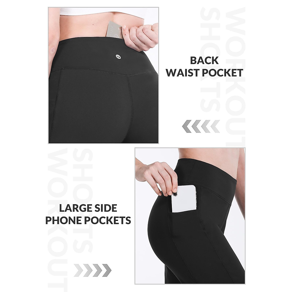 BALEAF Women's 10" Bermuda Shorts Long Athletic Workout Knee Length High Waisted Yoga Running Shorts with 3 Pockets Black L