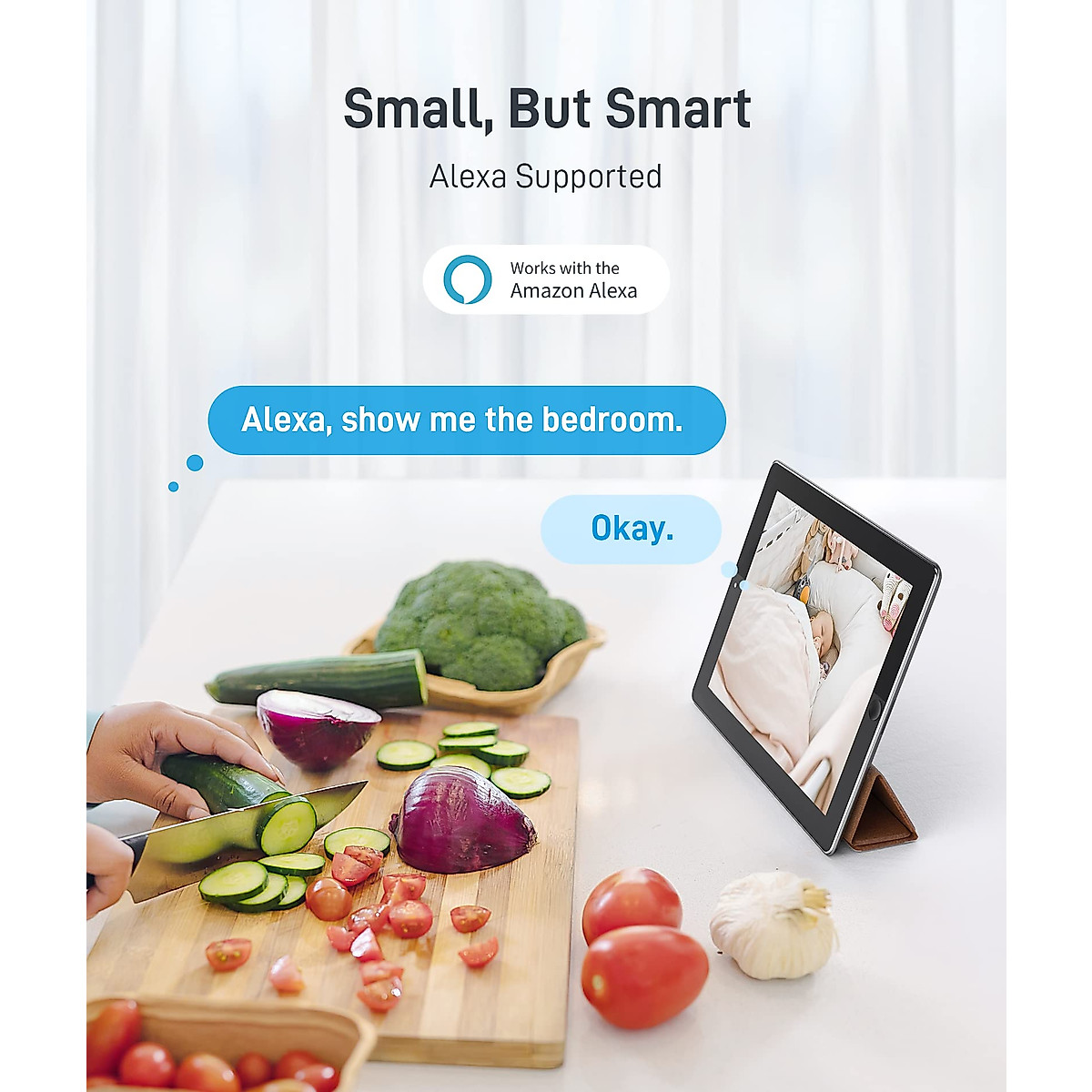 Konnek Stein 1080P Security Camera(2.4G Only), Baby Monitor 360-Degree for Home Security, Smart Home Pet Camera, with Night Vision, Compatible with Alexa & Google Assistant Home Security Camera