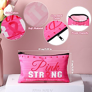 Tanlade 36 Pcs Breast Cancer Survivor Gifts for Women Girl Include Breast Cancer Awareness Makeup Bags Novelty Pink Ribbon Buttons Badge Hope Faith Strength Courage Inspiring Wristband for Party Favor