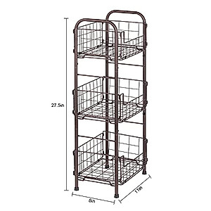 Bathroom Standing Shelf Unit, 3 Tier Towel Storage Shelf Metal Storage Rack for Bathroom Holds Bath, Soap, Shampoo, Paper and Toiletries(Brown)