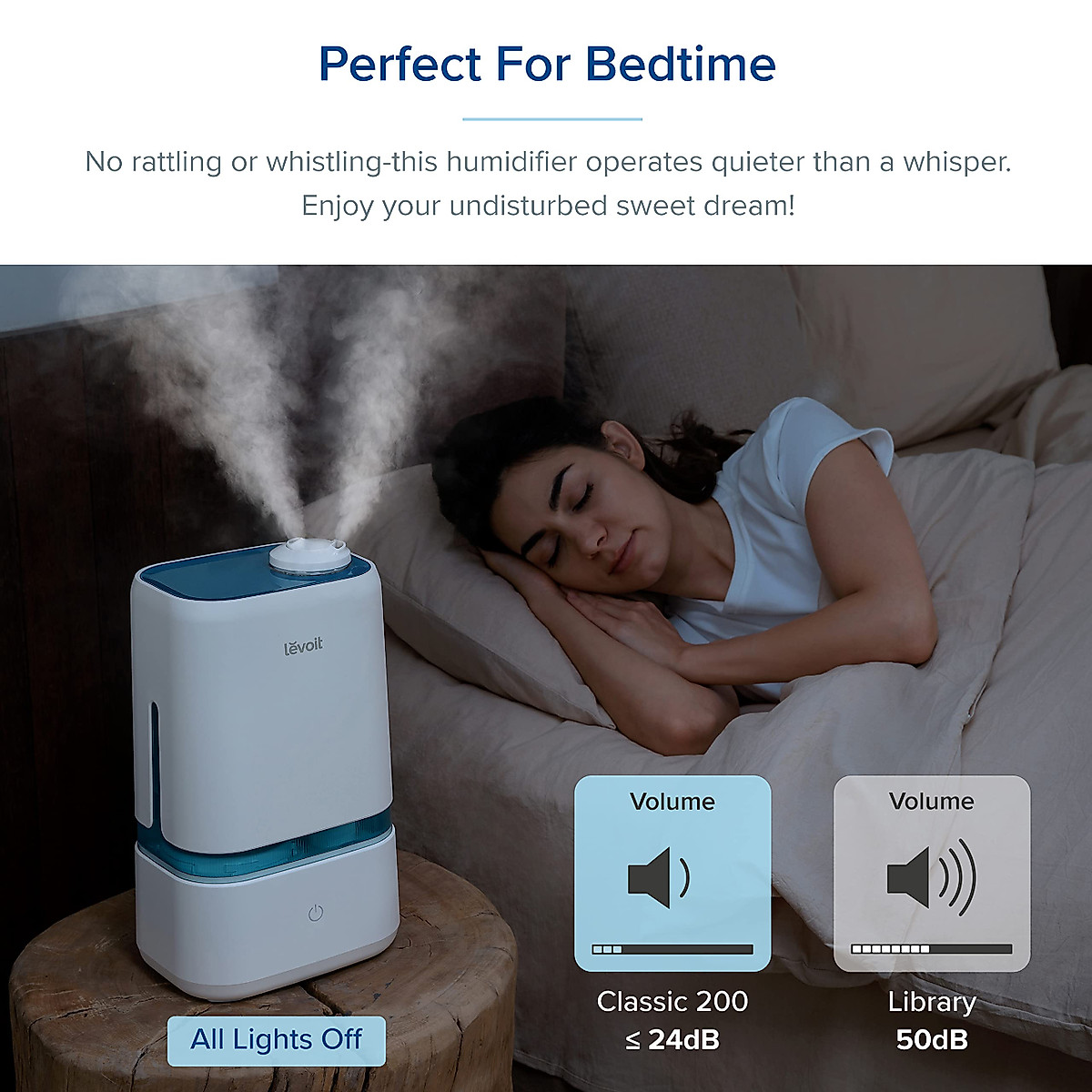 LEVOIT 4L Humidifiers for Bedroom Large Room & Essential Oil Diffuser, Blue & Humidifiers for Bedroom Large Room, 3L Cool Mist Top Fill Quiet Humidifier for Baby Nursery and Plants, 360° Nozzle, White