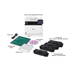 Canon imageCLASS Series Wireless Color All-in-One Laser Printer, Multifunction, Up to 28 ISO ppm, Mobile-Ready, Duplex Compatible with Alexa, Bundle JAWFOAL Printer Cable White