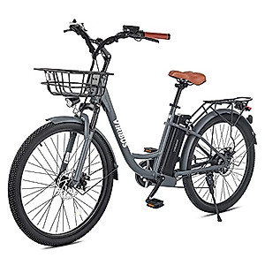 Viribus Electric Bike for Adults, 26" ebike with 500W Motor Shimano 7 Speed Shifter Pedal Assist Front Suspension for Men Women Seniors, 20mph Long Range Moped Electric Bicycle with 48V Battery, Black