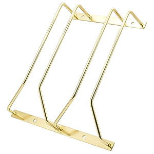 ZOOHOT 22.5cm Wine Glass Rack - Under Cabinet Stemware Wine Glass Holder Glasses Storage Hanger Metal Organizer for Bar Kitchen, Gold Finish (2 Rows, 1 Pack)