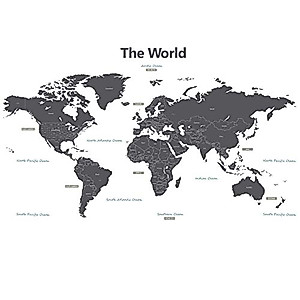 DECOWALL DLT-1609G Modern Grey World Map Kids Wall Stickers Wall Decals Peel and Stick Removable Wall Stickers for Kids Nursery Bedroom Living Room (XLarge) d?cor