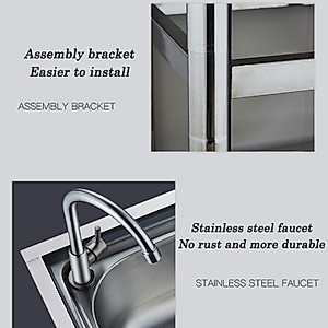 Single Bowl Kitchen Sinks,Outdoor Free Standing Sink, Commercial Restaurant Kitchen Bar Sink, With Cutting Board, Utility prep station Sink, Laundry Tub, Free Standing Stainless-Steel ( Color : A )