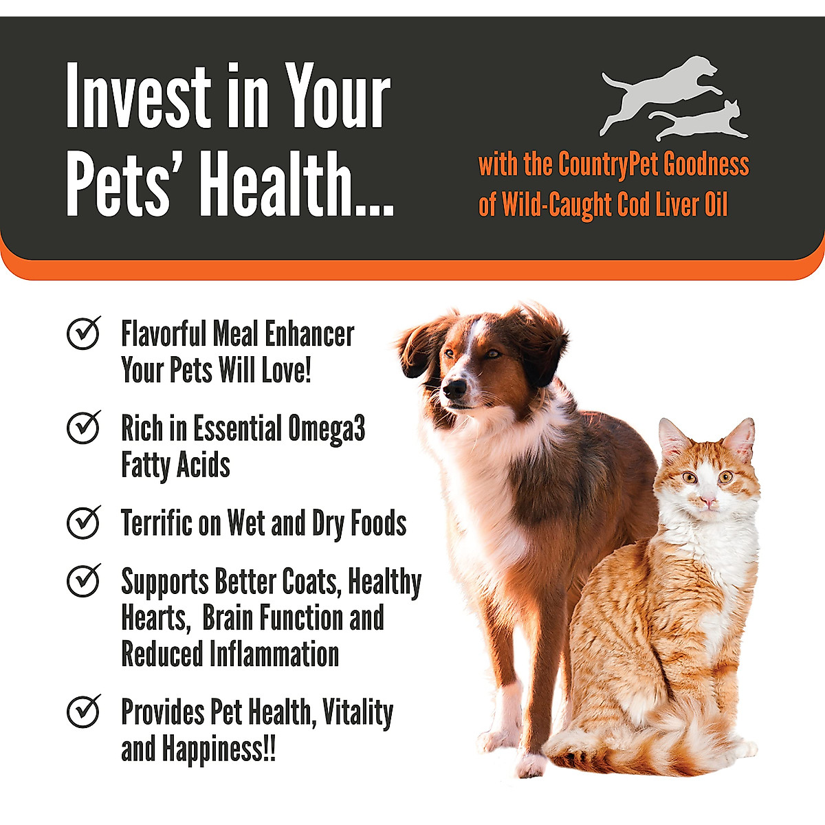 Wild Caught Pure Cod Liver Oil 16oz Highest Omega 3 1150mg/tsp, Highest Purity, High EPA/DHA, Vitamin A & D - Reduces Itching, Healthy Skin & Coat, Mobility, BPA-Free, Pump incl.