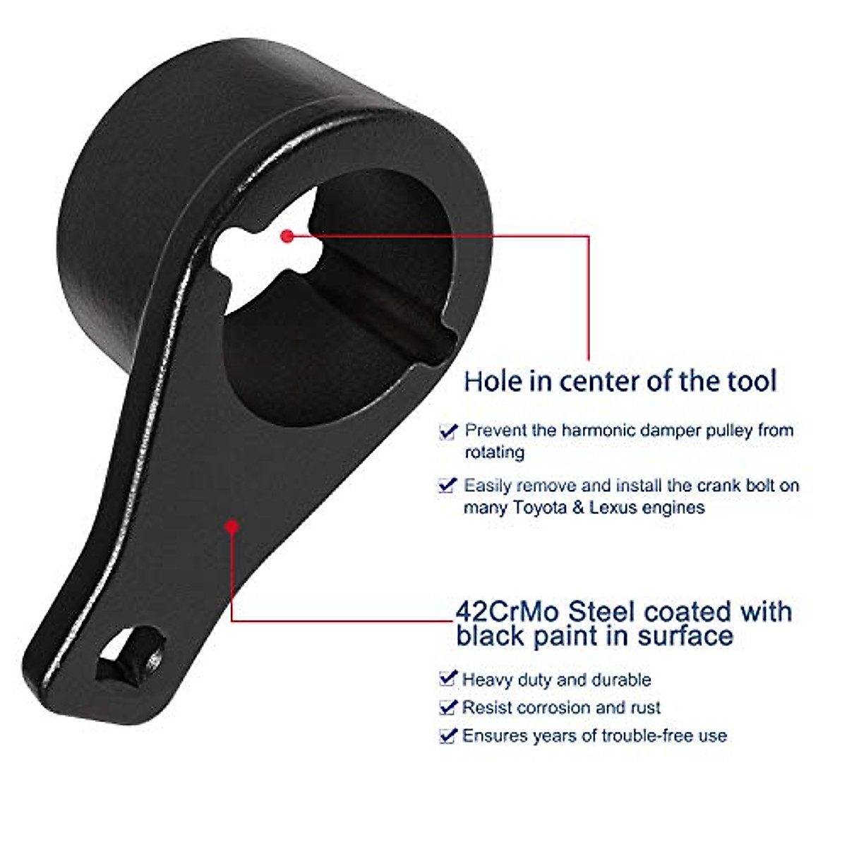 E-cowlboy for Toyota/Lexus Crankshaft Damper Pulley Holding Holder Harmonic Tool with 2PCS Crank Bolts