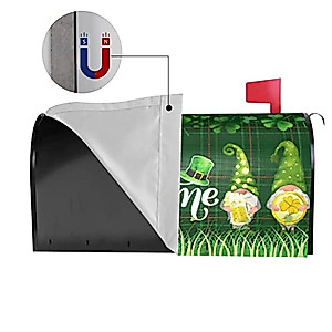 St. Patrick's Day Mailbox Cover,Waterproof Green Leprechauns Hat Shamrock Coin Beer Letter Post Box Cover Wrap Decoration Welcome Home Garden Outdoor 21''Lx18''W