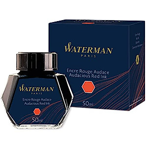 Waterman Fountain Pen Ink, Audacious Red, 50ml Bottle
